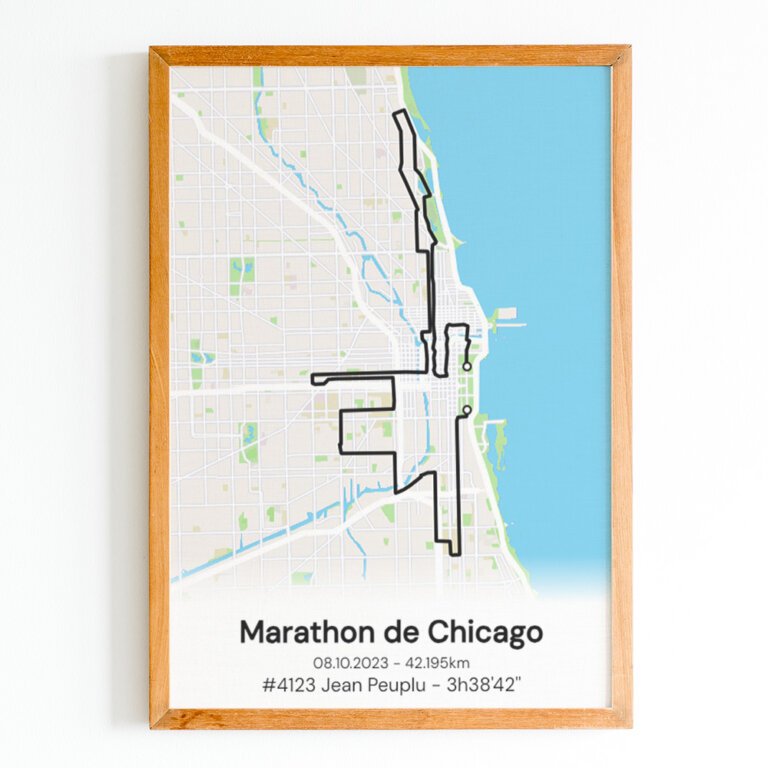 Affiche Marathon De Chicago - Souvenir 100% Personnalisable