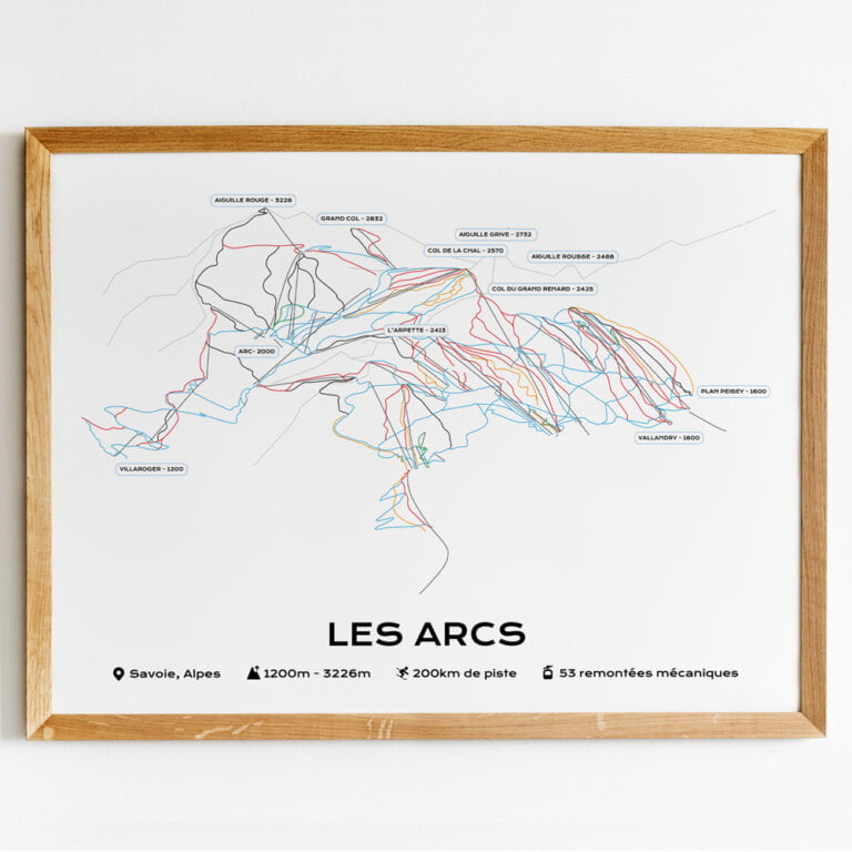 Affiche Les Arcs - Plan Des Pistes De La Station De Ski